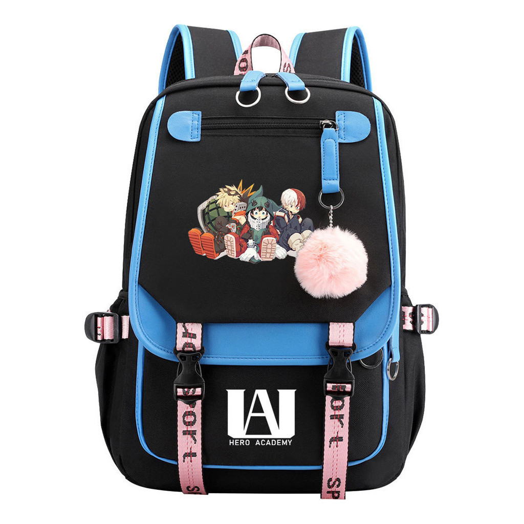 HS-Comics My Heroes Academy Usb Student Backpack Casual Ribbon Flip ...