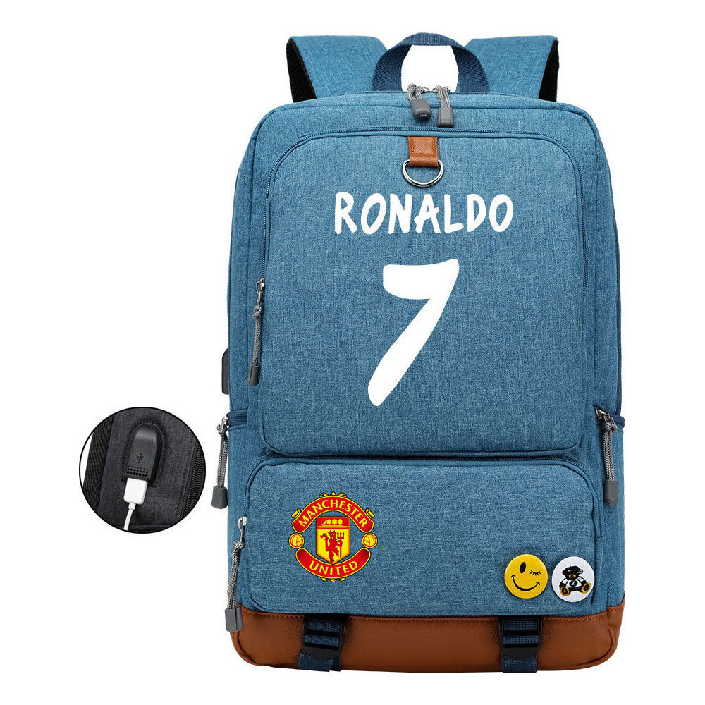 HS-Football Star Cristiano Ronaldo Printed Usb Student Backpack For ...