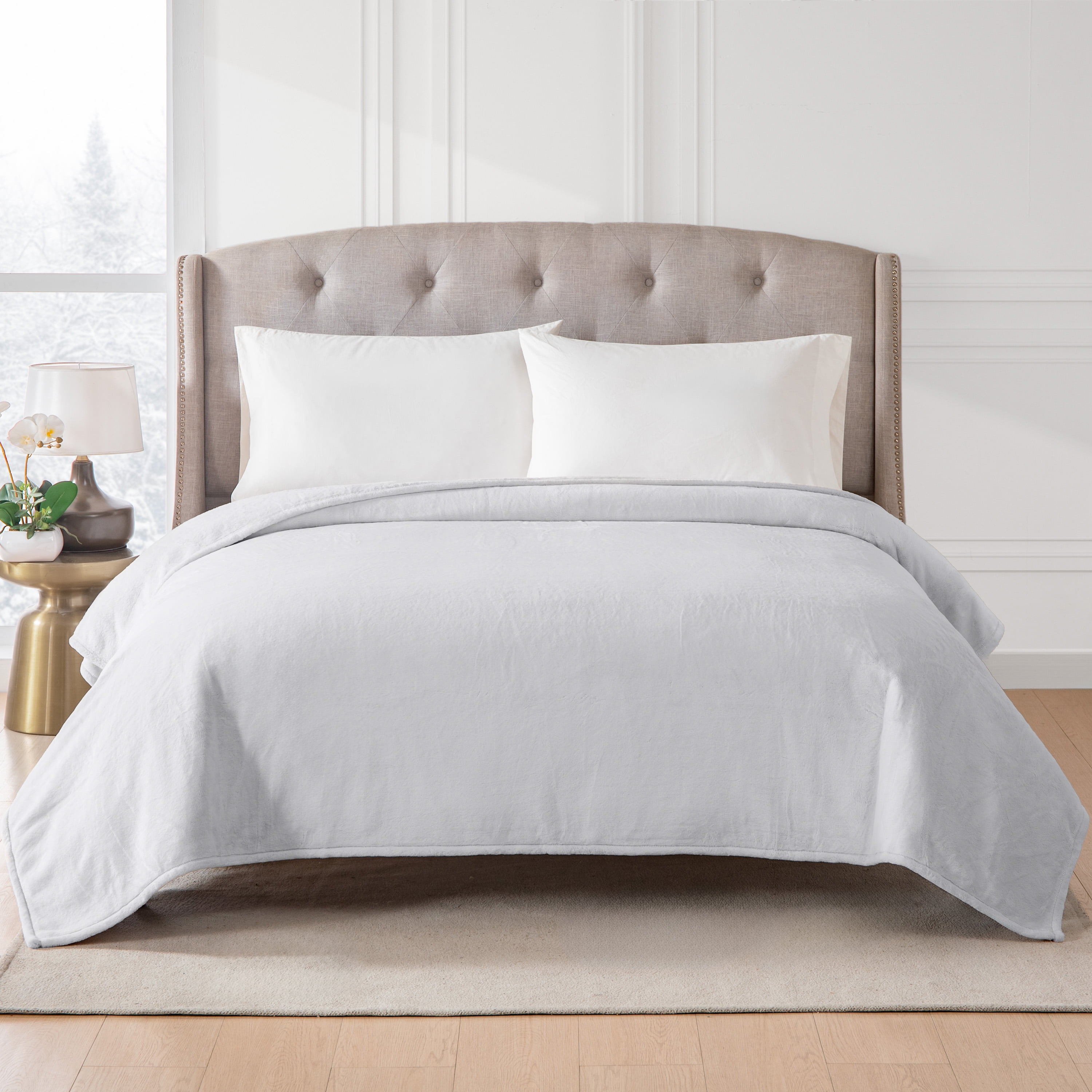 Hotel Style Solid Oversized Soft Bed Blanket, Platinum Silver - Walmart.com
