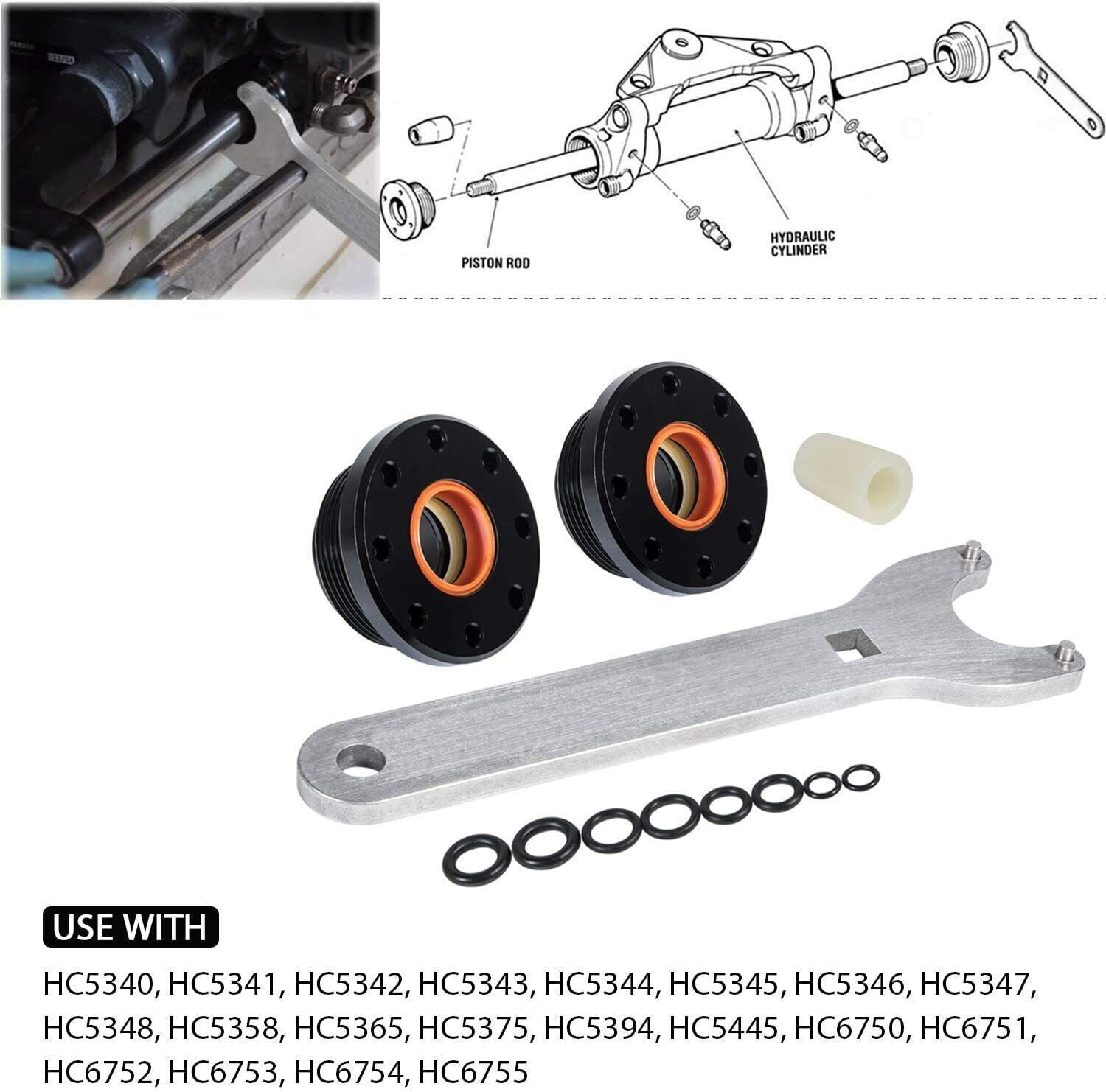 HS5157 Front Mount Hydraulic Steering Cylinder Seal Kit With Wrench for ...