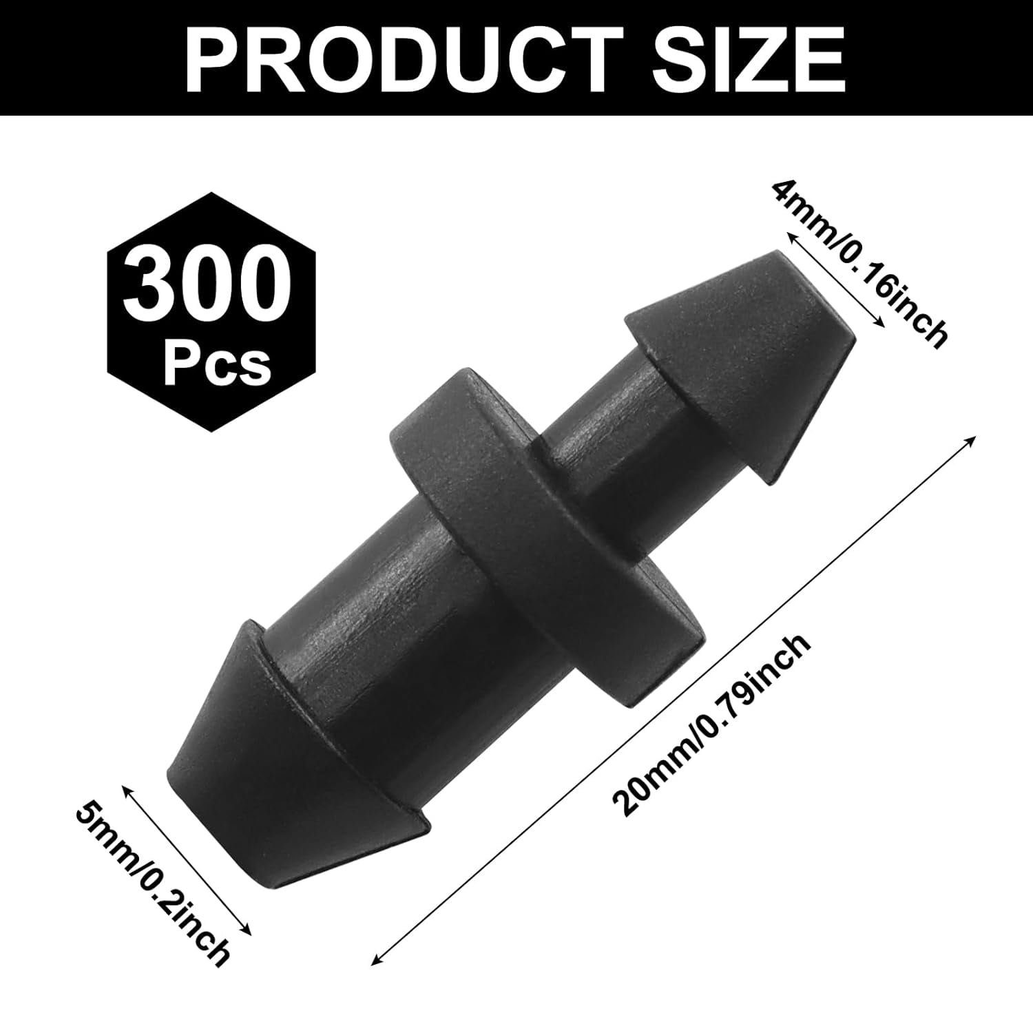 HSAPOW-300 Pack Drip Irrigation Plugs, Black Goof Hole Plugs 1/4 Inch ...