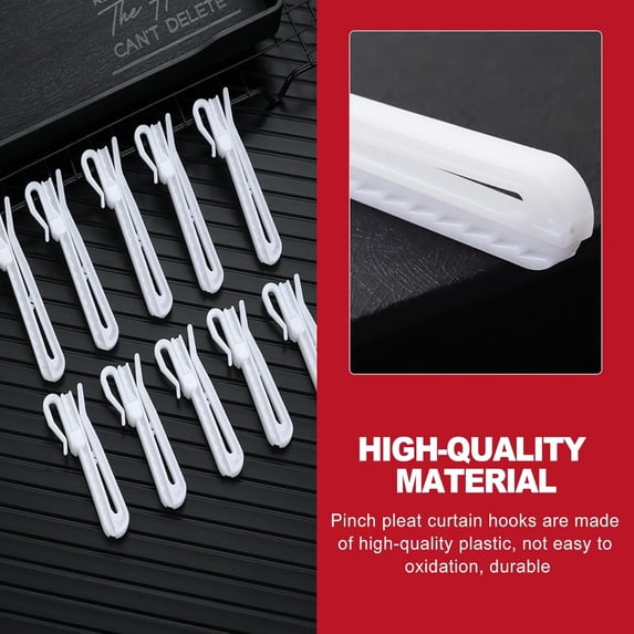HSAPOW-80 Pack Pinch Pleat Drapery Hooks for Standard Pleats, Plastic ...