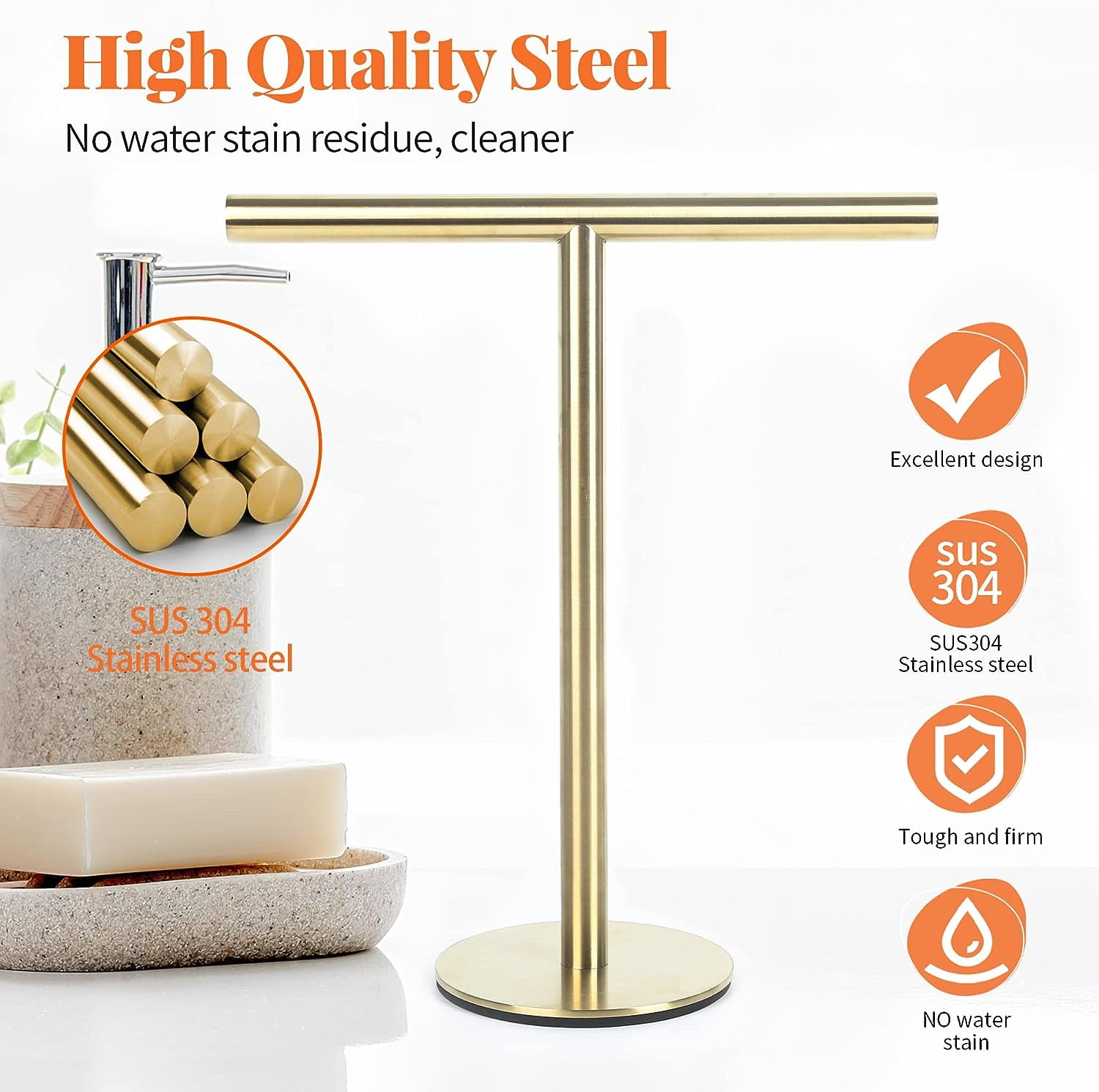 HSAPOW-Bathroom Hand Towel Holder StandT-Shape Hand Towel Holder Stand ...