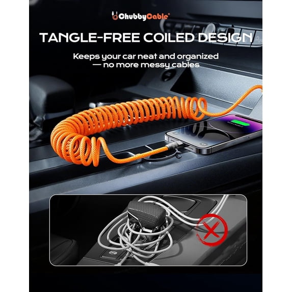 HSAPOW-Curly Chubby 120W Coiled USB C Fast Charging Cable Durable ...