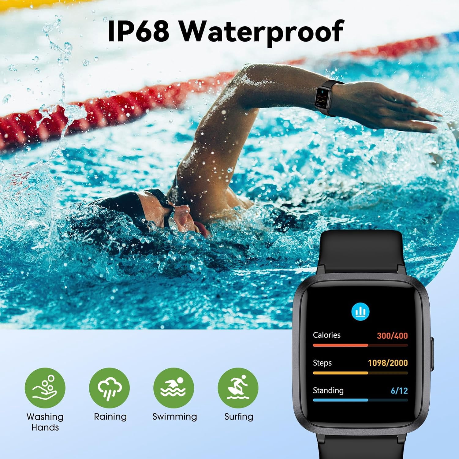 HSAPOW-Fitness Tracker Watch with Heart Rate Monitor, Activity Tracker ...