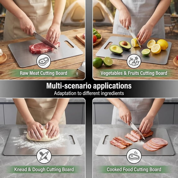 HSAPOW-Katuchef Titanium Cutting Board for Kitchen, Pure Katu chef ...