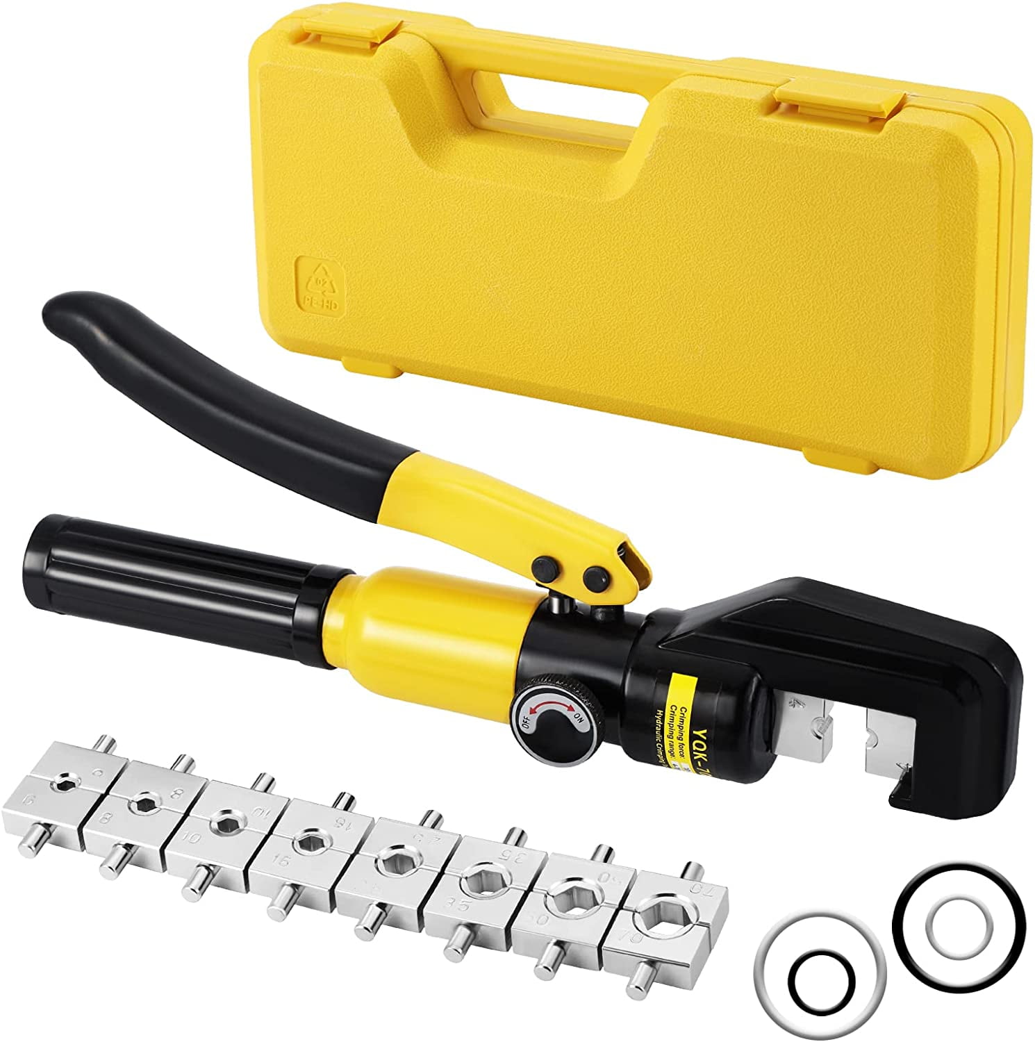 HSEAMALL 10Tons Hydraulic Crimping Tool 9 Dies, Electric Battery Cable ...