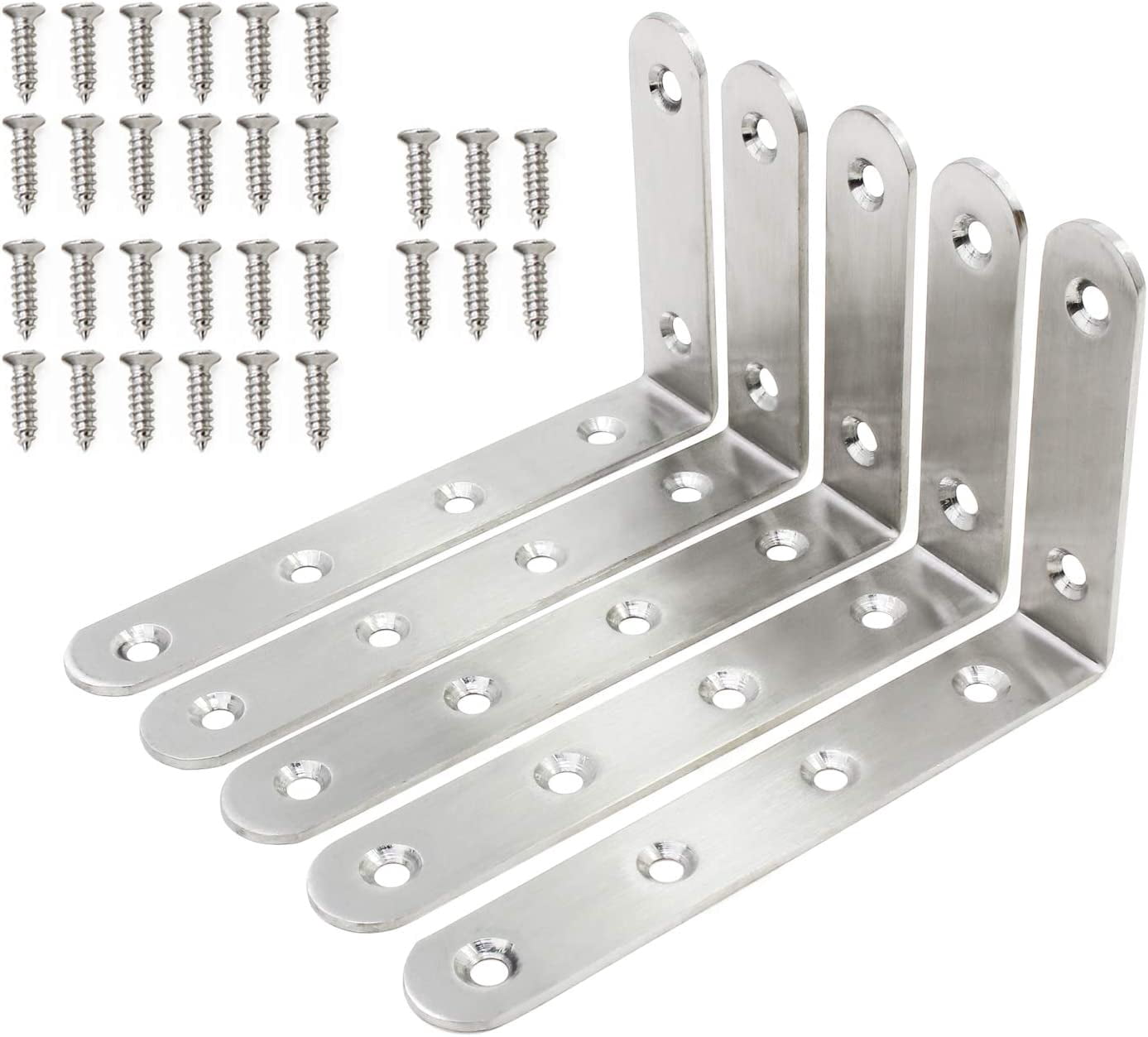 HSEAMALL 5PCS 125 * 75mm Round Edge Stainless Steel Bracket Right Angle ...