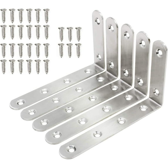 HSEAMALL 5PCS 125 * 75mm Round Edge Stainless Steel Bracket Right Angle ...