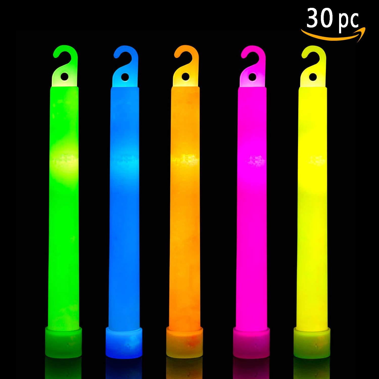 32 Long, Thick Colored Neon Glow Sticks - Ultra Bright, Waterproof, 6 ...