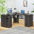 HSH White L Shaped Desk with Drawers Shelves, Large Home Office Corner ... HSH White L Shaped Desk with Drawers Shelves, Large Home Office Corner ...