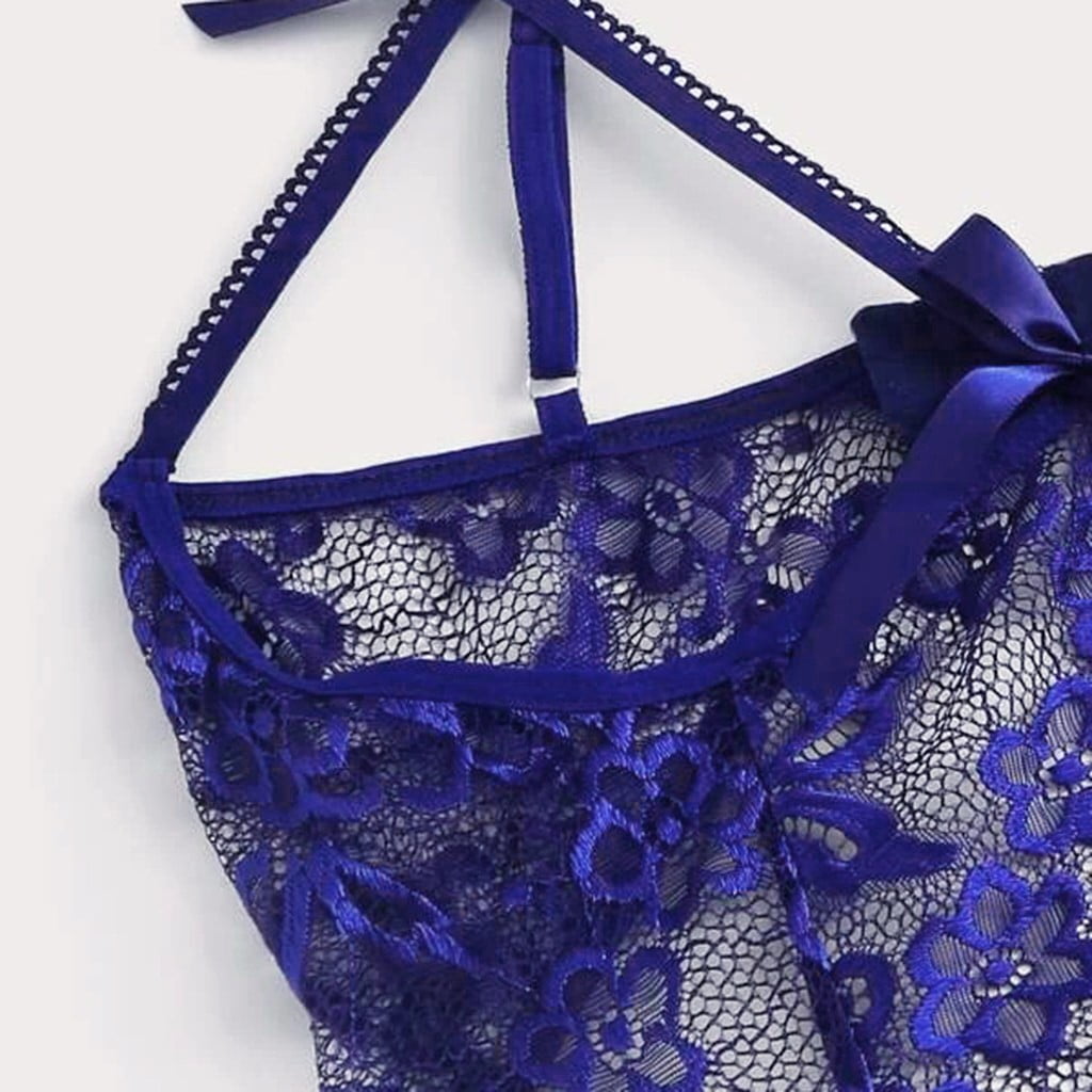 HSHMT Underwear for Women, Women Bow Lace Hollow Open Crotch Teddy ...
