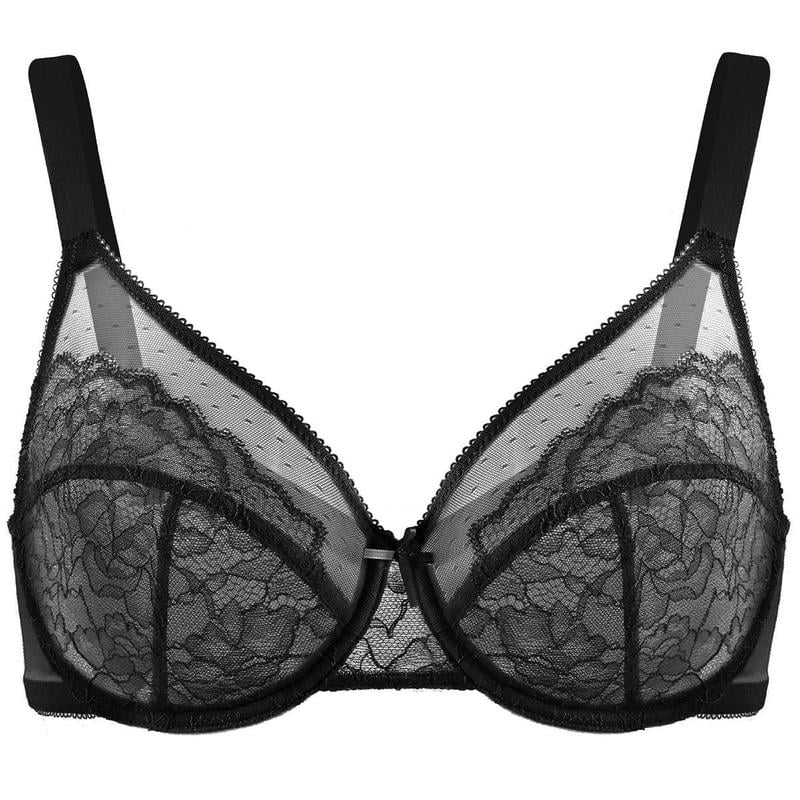 HSIA Enchante Floral Lace Unlined Breathable Mesh Comfort Non-padded Full Coverage Plus Size ...