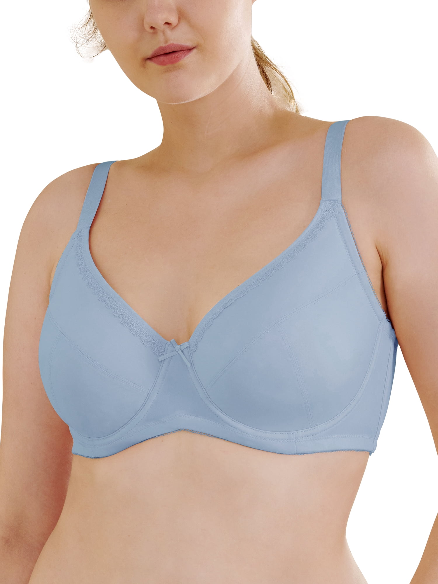 HSIA Full Coverage Bra for Women Plus Size Bra with Underwire Lightly Lined Smoothing Bra Blue ...