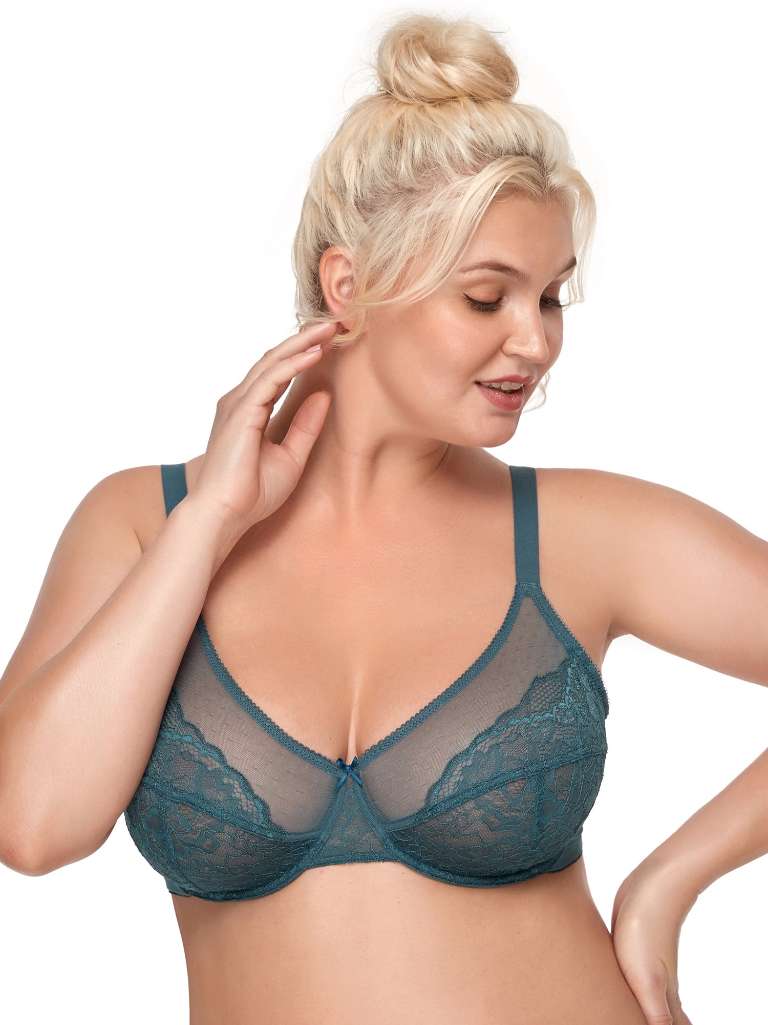 HSIA Plus Size Bras for Women Full Coverage Back Fat Underwire Unlined Bras Balsam Blue 44G ...