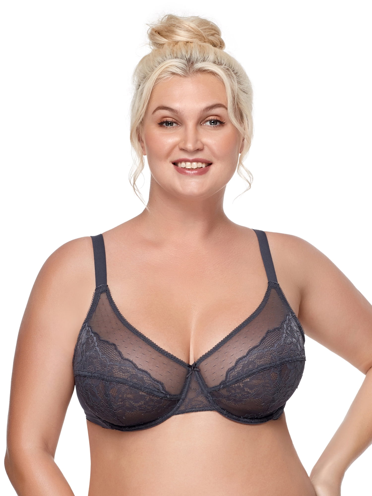Hsia Plus Size Bras For Women Full Coverage Back Fat Underwire Unlined Bras Dark Grey 44dd