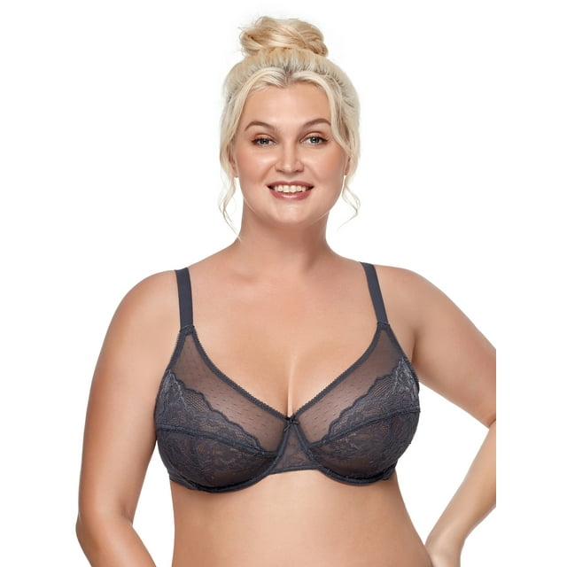 HSIA Plus Size Bras for Women Full Coverage Back Fat Underwire Unlined Bras Dark Grey 46DDD ...