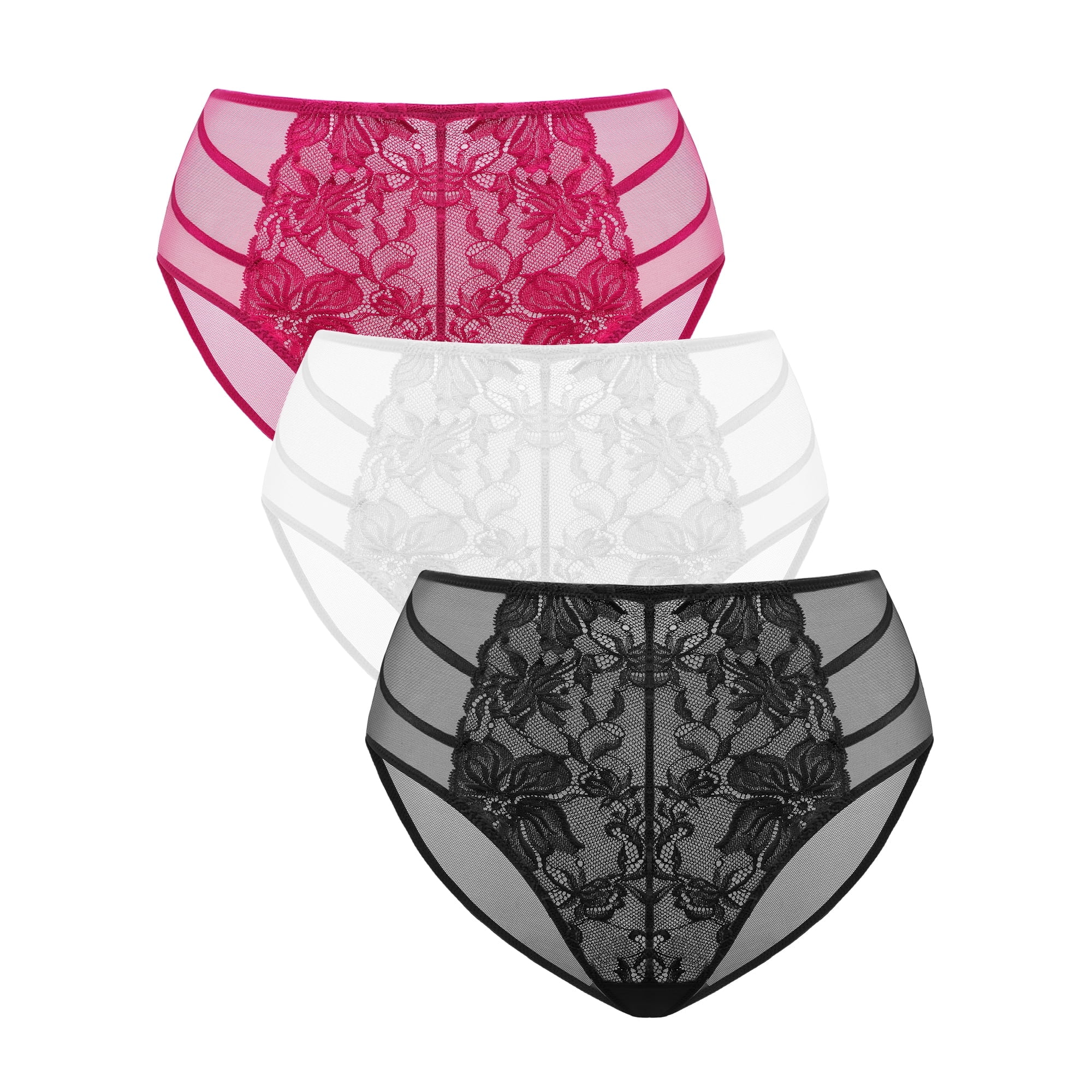 HSIA Sexy Lace High Cut Panties Breathable Mesh Briefs Underwear 3 Pack 2XL - Walmart.com