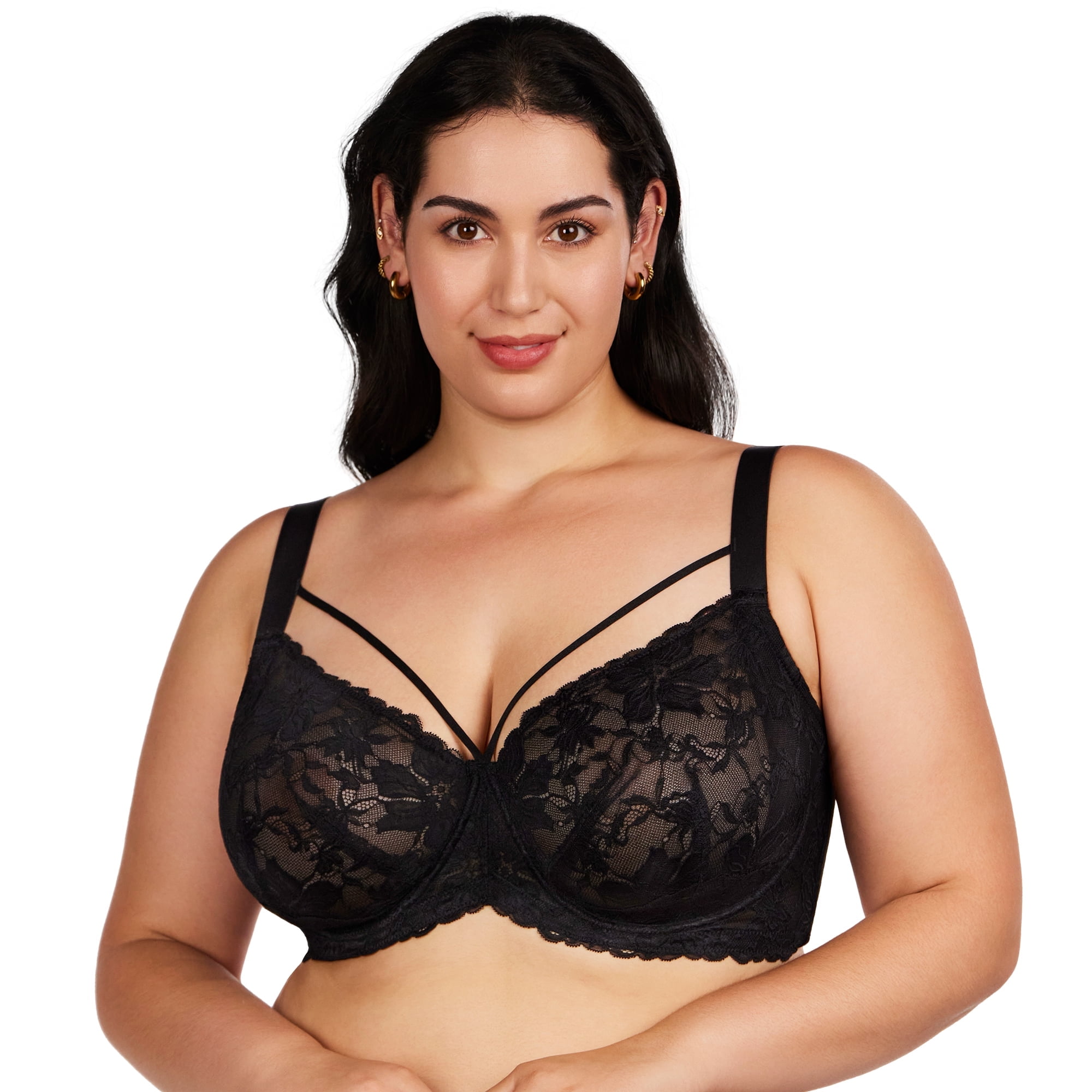 HSIA Womens Plus Size Bras Full Coverage Mesh Unlined Minimizer Bras Black 40H - Walmart.com