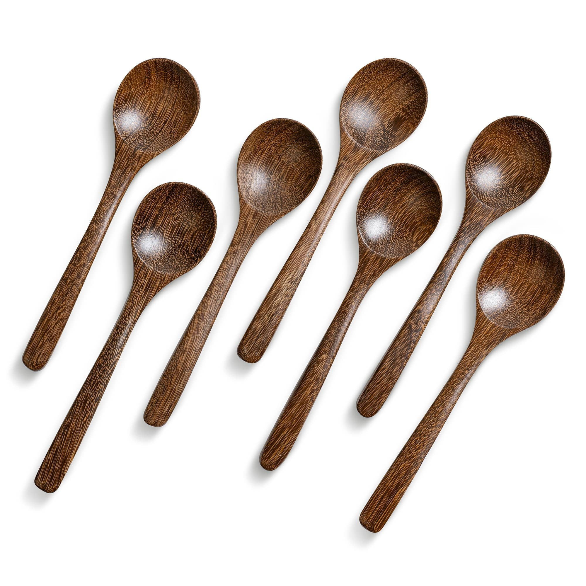 HSM 7 PCS Wooden Spoons for Eating, 7 inch Wooden Honey Spoons for Tea ...
