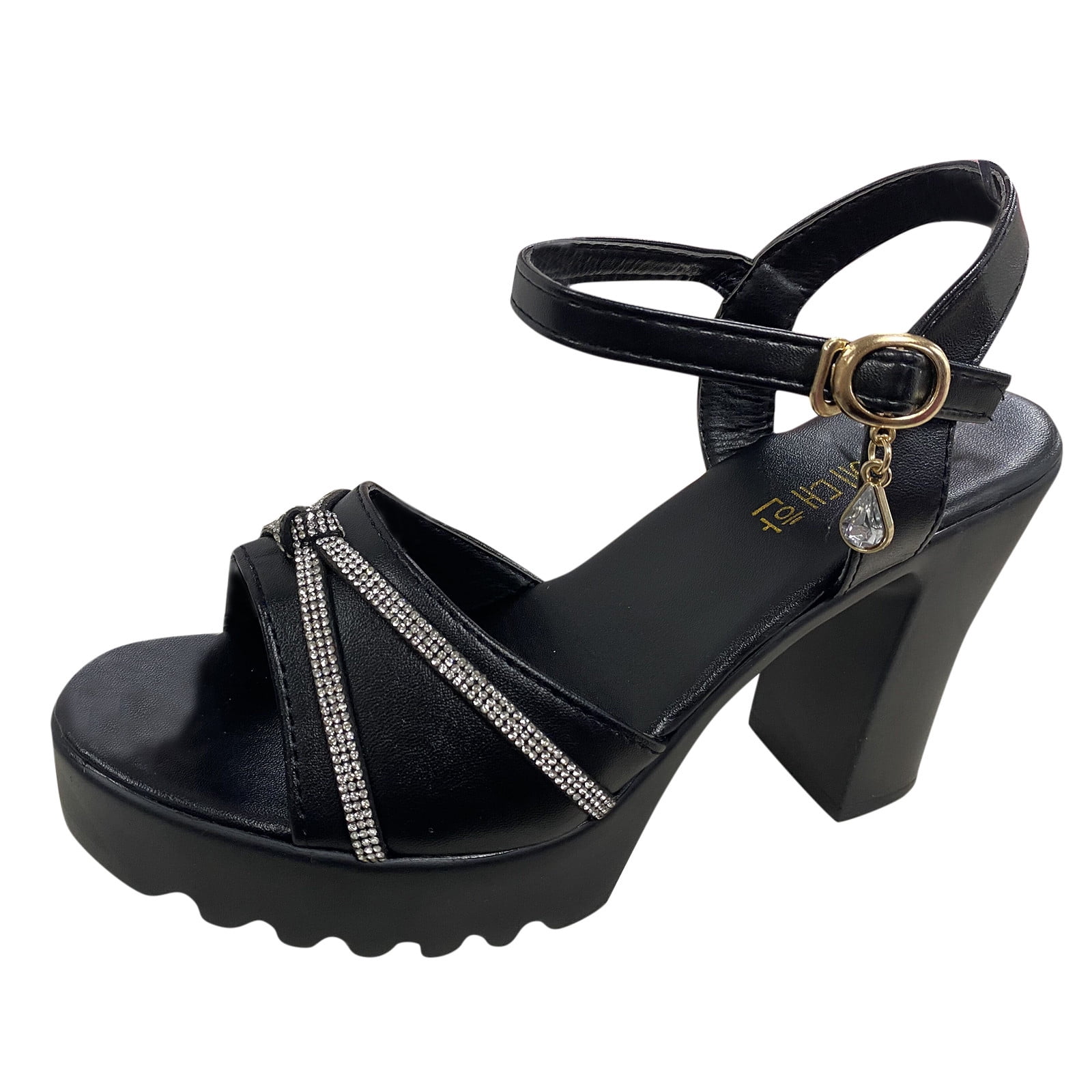 HSMQHJWE 4 inch Platform Heels for Women Sandals High Heels Ankle Strap ...