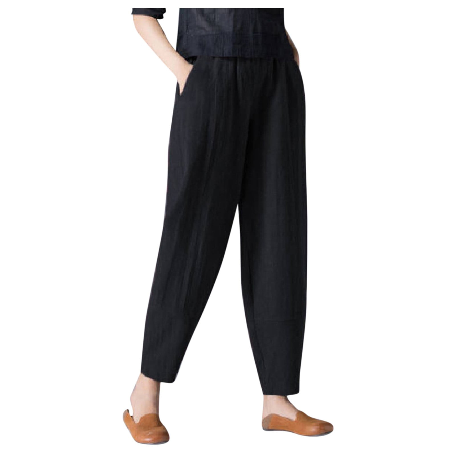 HSMQHJWE Black Server Pants Women Beach Pants Pant Elastic Trousers ...