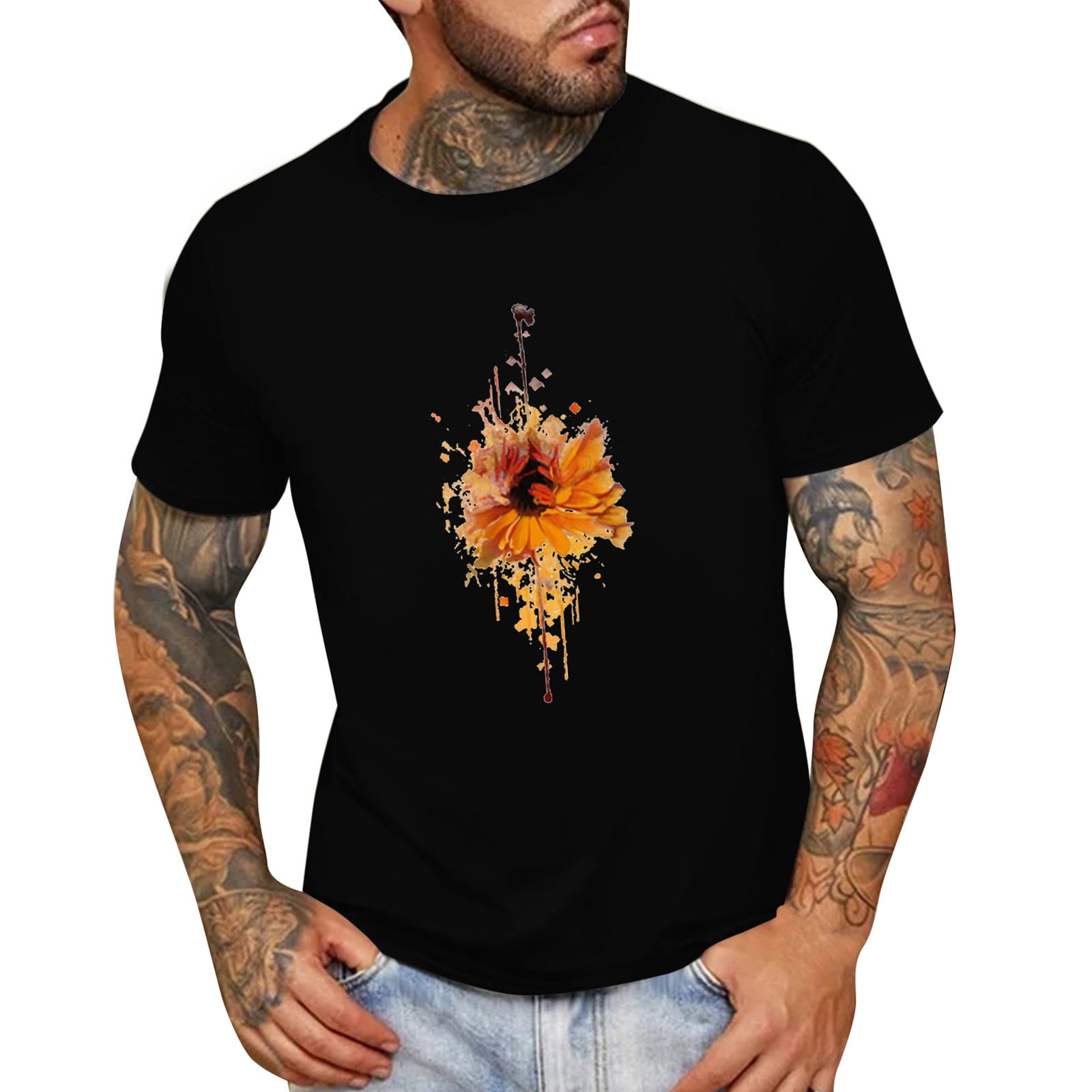 HSMQHJWE Black Tee Shirts For Men 3XL Shirts For Men Big And Tall Mens ...