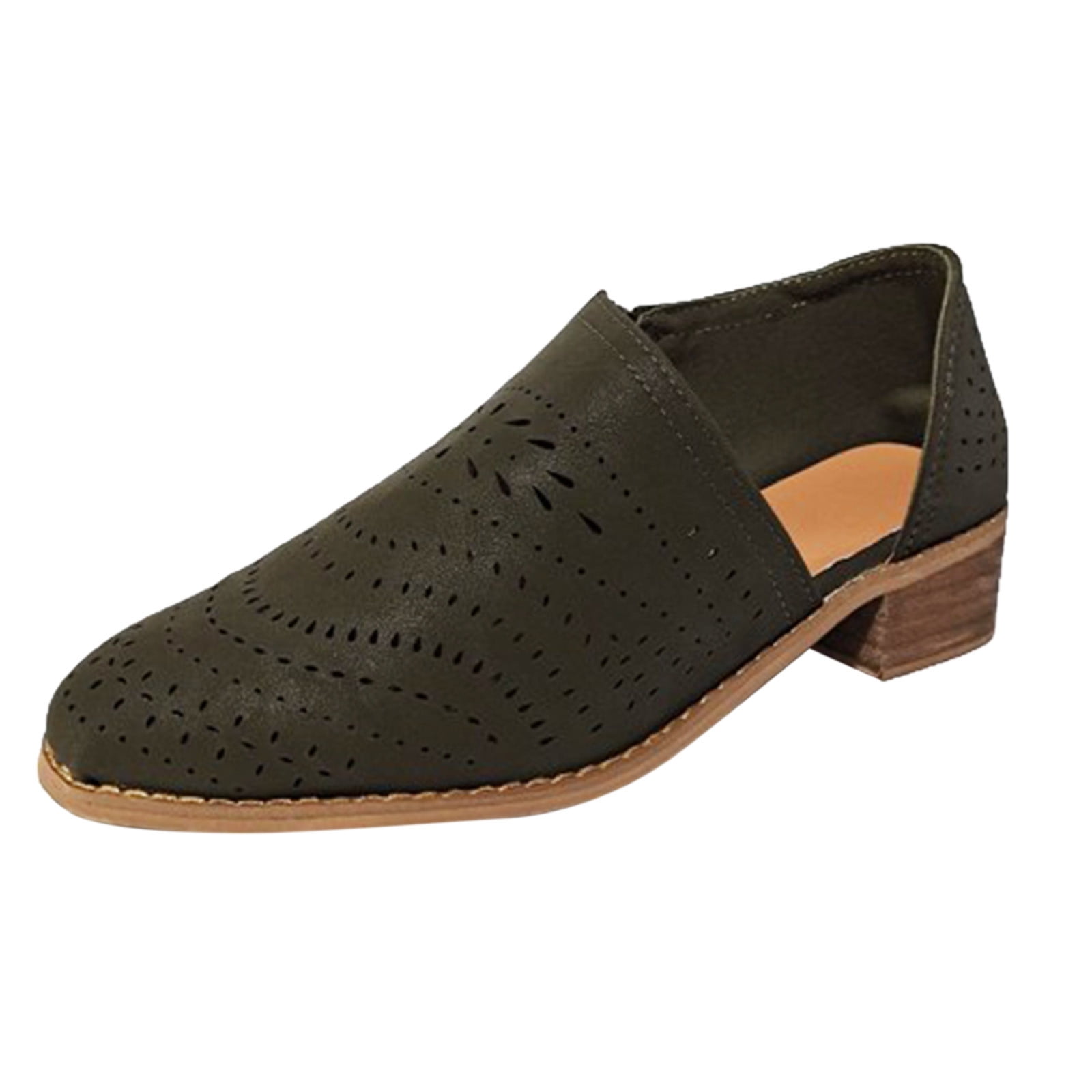 HSMQHJWE Booties For Women Low Heel Slip On Ankle V Cutout Boots Winter ...