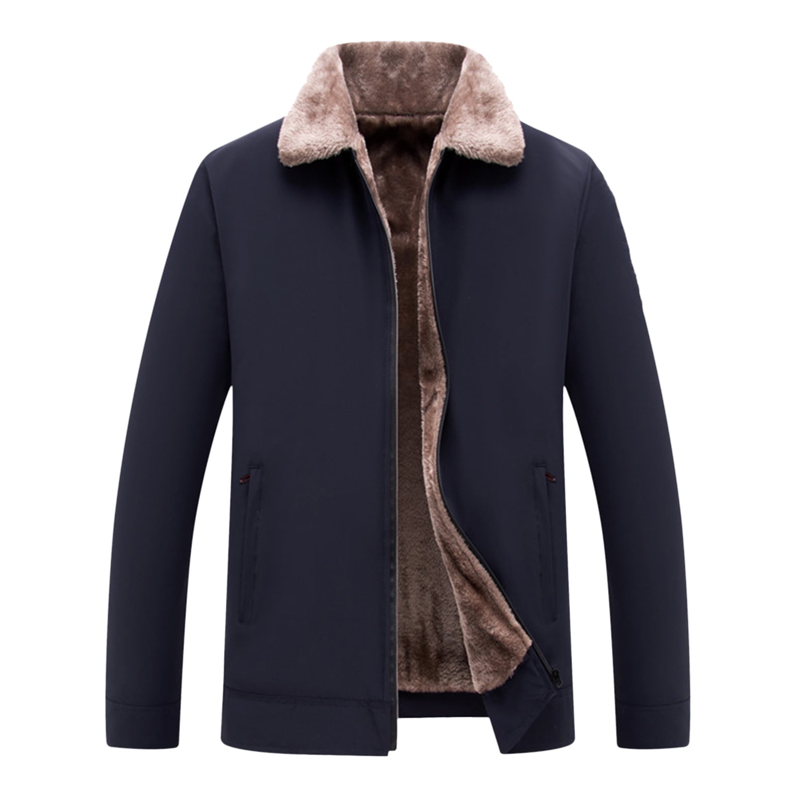 HSMQHJWE Coats For Men Field Jacket Winter Male Casual Plush Solid Slit ...