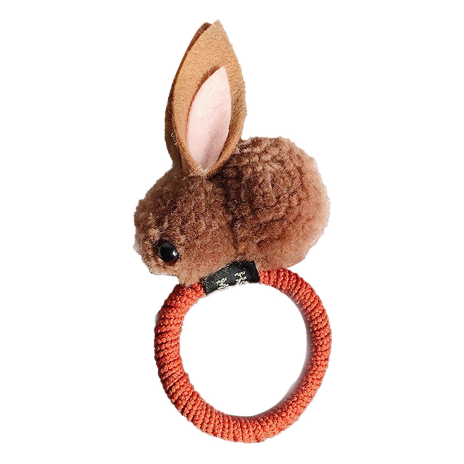 HSMQHJWE Colo Elastic Hair Ties Furry Ties For Girls Curly Clips Bunny ...