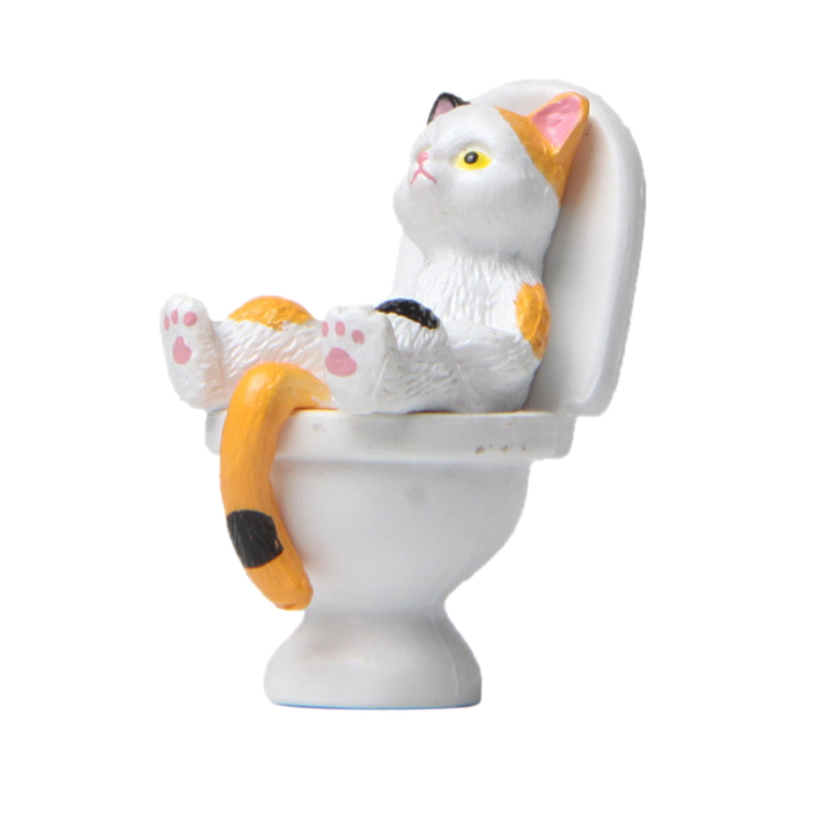 HSMQHJWE Cute Ornament Set Sitting On The Toilet Lying Down Toilet Pet ...
