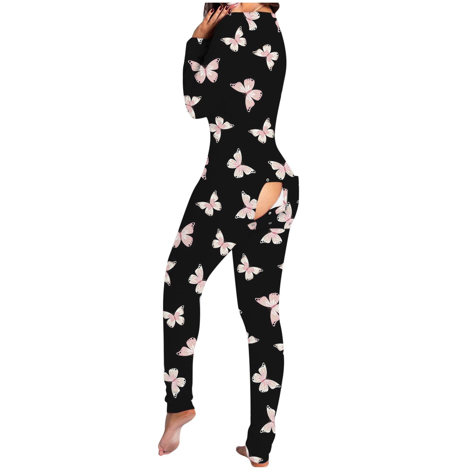 HSMQHJWE Cute Pajamas Set Womens Flannel Pajamas Jumpsuit Women'S ...