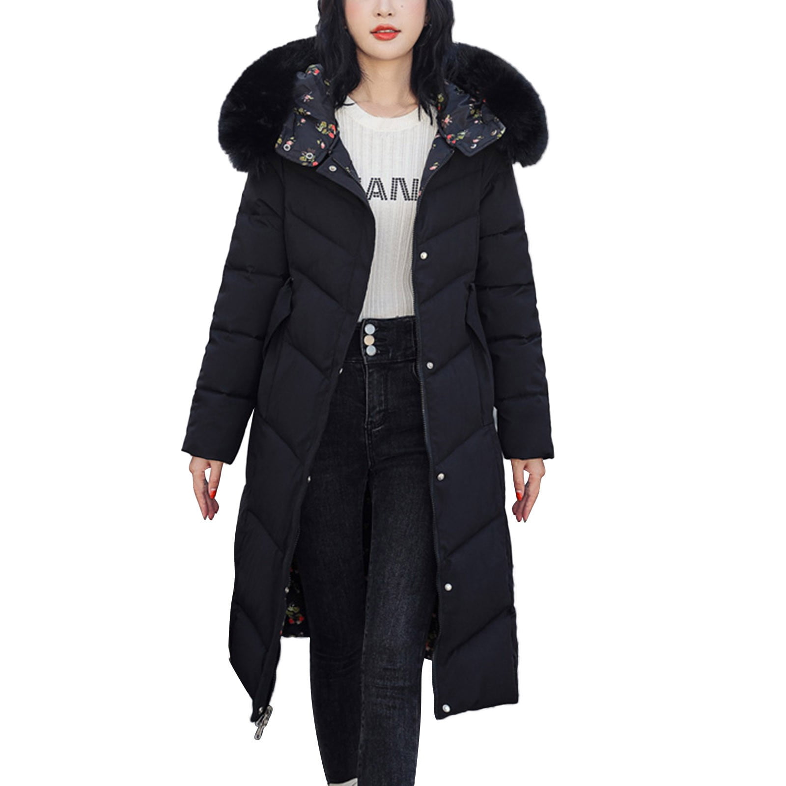 HSMQHJWE Fur Parka Women Heavy Winter Jacket Women Women Casual Solid ...