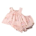HSMQHJWE Girls Clothes Summer 2 Piece Outfits Sleeveless Butterfly Knot ...