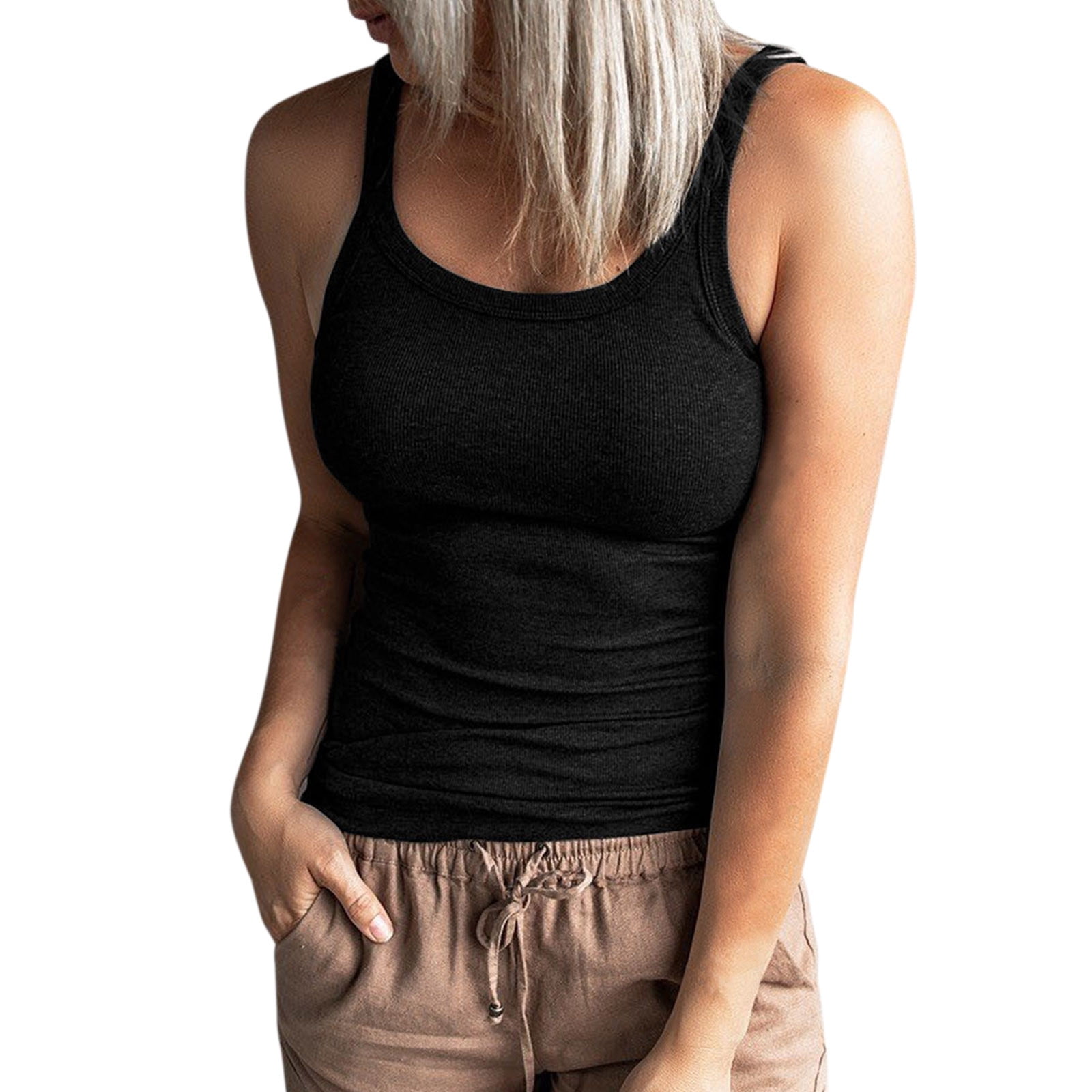 HSMQHJWE Gold Tank Top Women Metallic Plus Top Women'S Knitted Thread ...