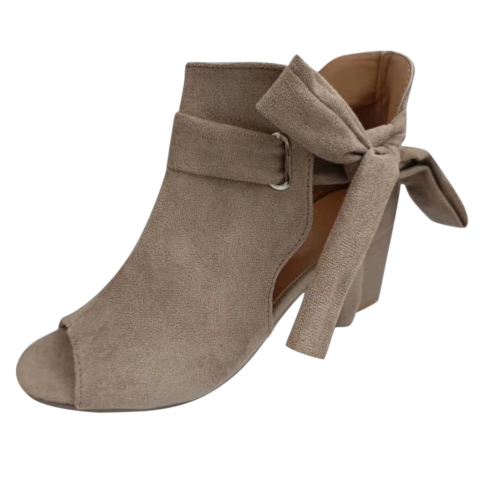 HSMQHJWE Heeled Mule Wedge High Heels For Women Open Toe Single Color ...