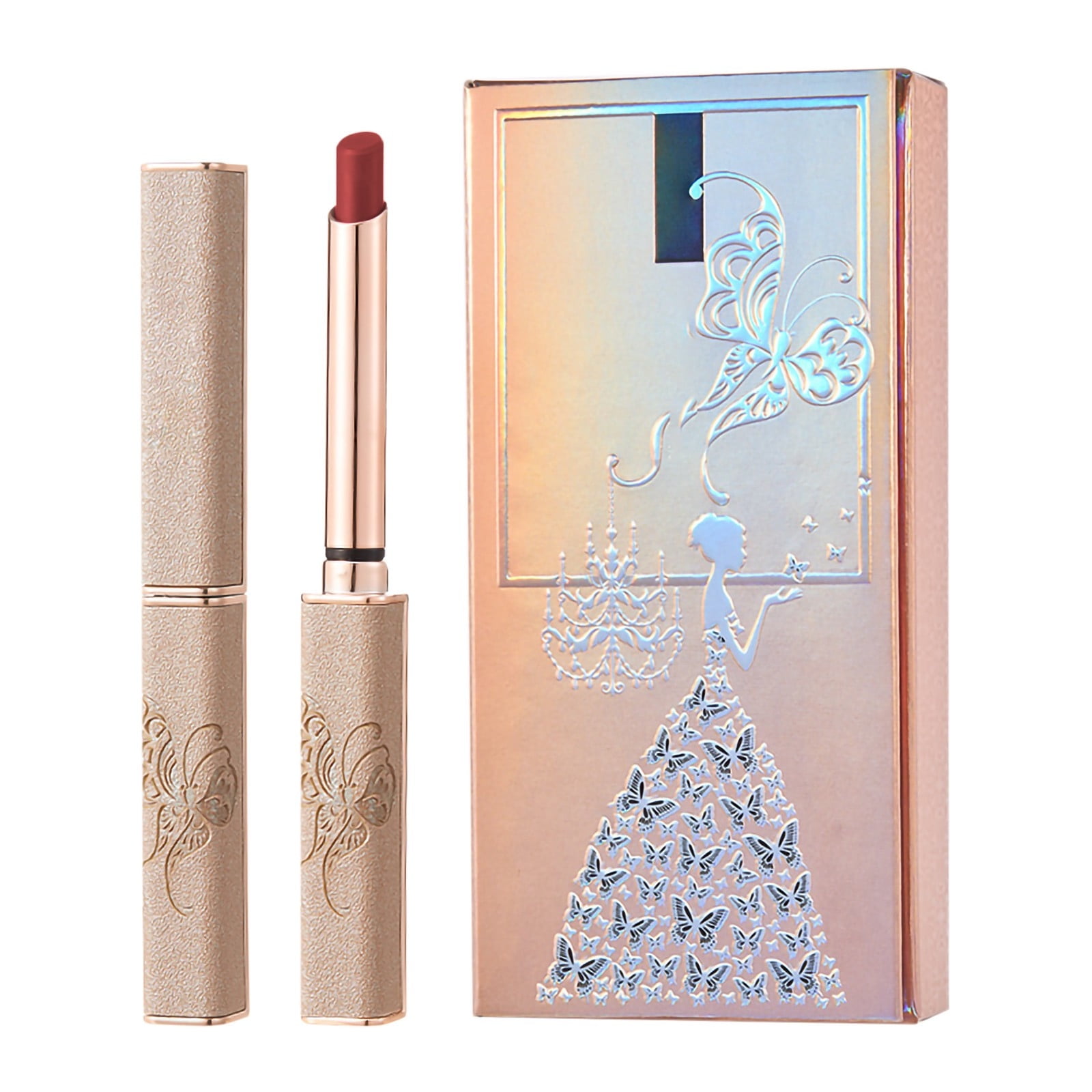 HSMQHJWE Lipstick Small Thin Tube Lipstick Butterfly Flying Like A ...