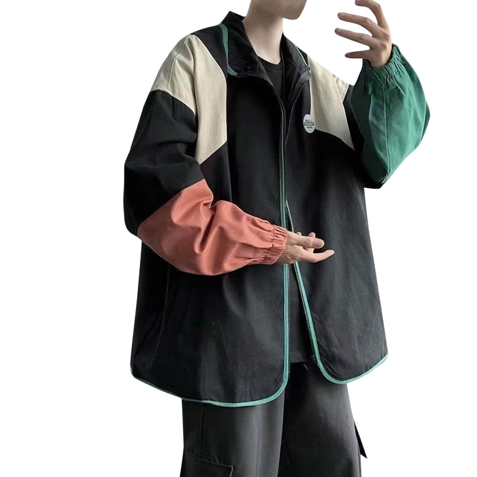 HSMQHJWE Mens Fall Jackets Casual Rain Jacket 6X Men Casual Long Sleeve ...