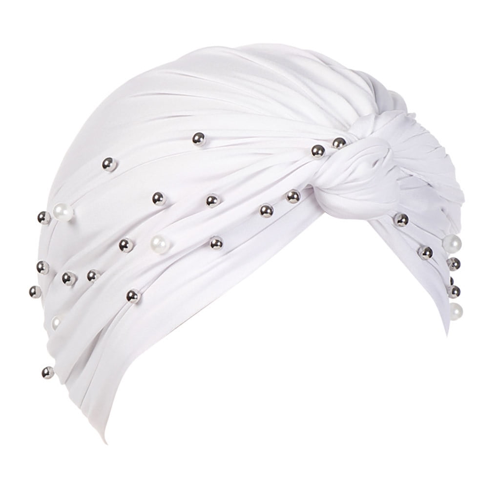 HSMQHJWE Porsche Hatpost Season Women Wrap Hat Pearl Beading Cap Ruffle ...