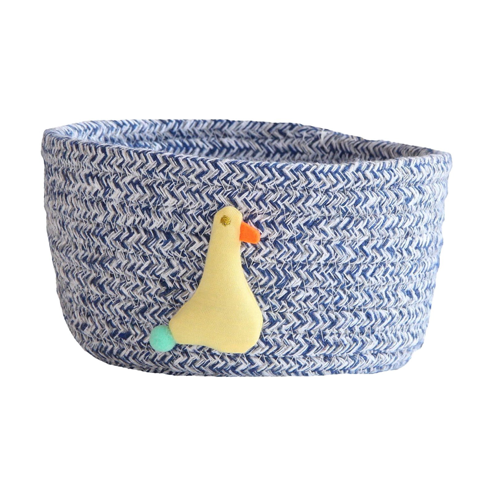 HSMQHJWE Shelf Storage Bins Small Woven Basket Cute Blue Rope Basket ...