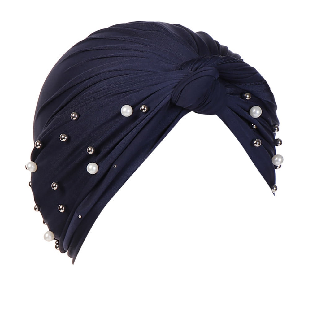 HSMQHJWE Ups Hatpost Season Women Wrap Hat Pearl Beading Cap Ruffle ...