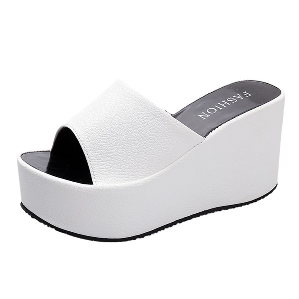 HSMQHJWE White Wedges Sandals Women Beach Sandals Platform Wedges ...