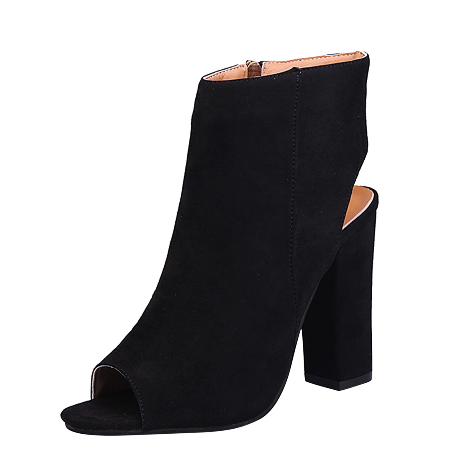 HSMQHJWE Womens Open Toe Heel Sandals Fashion Cutout Side Strap Zipper ...