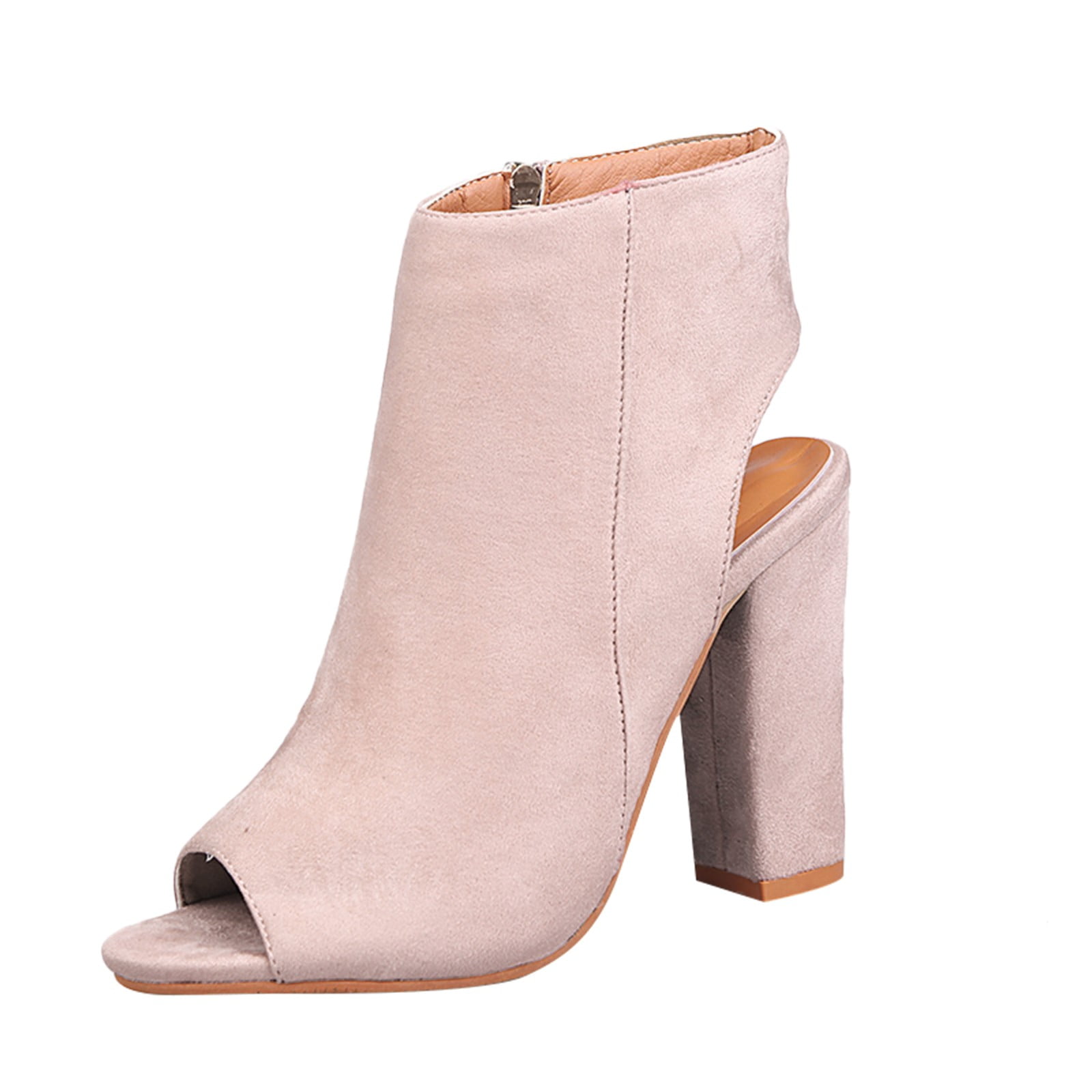 HSMQHJWE Womens Open Toe Heel Sandals Fashion Cutout Side Strap Zipper ...