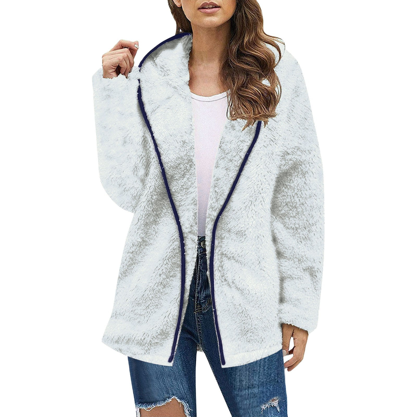 HSMQHJWE Womens Puffer Jacket With Hood Zip Up Women Women Casual ...