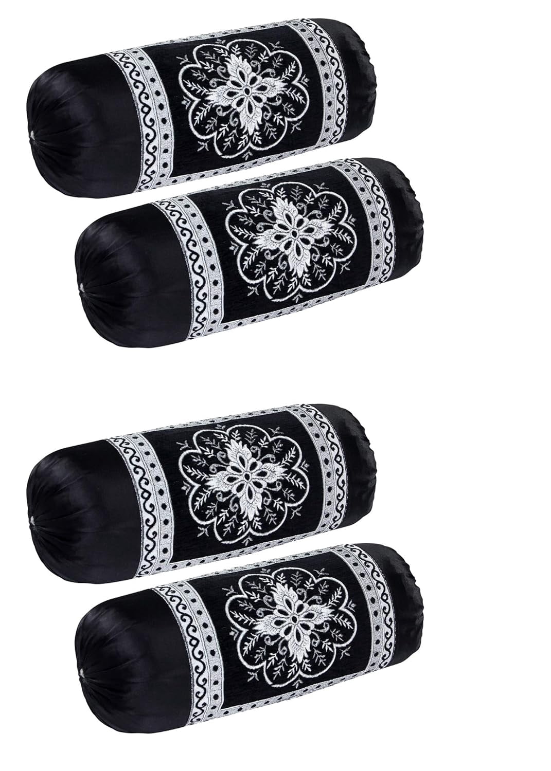 HSR Collection Chenille Velvet Luxury Round Bolsters Covers 32 x 16 ...