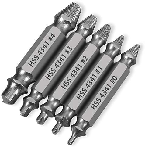 HSS 4341 Damaged Screw Extractor Set, 5-Piece Drill Bit Kit for ...