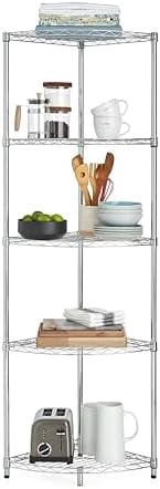 HSS 5-Tier Corner Wire Shelf Unit 18" Dx18 Wx72 H, Chrome, Total ...