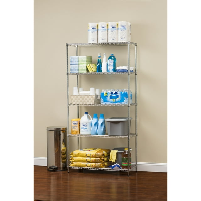 HSS 5-Tier Wire Shelf Unit 72"H x 36"W x 18"D, 1750lbs Total Capacity ...