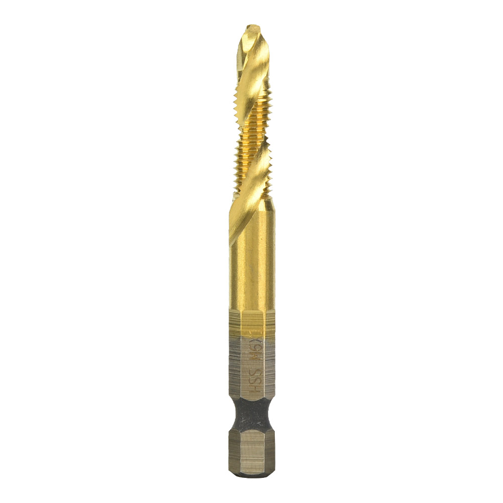 HSS 6.35mm Hex Shank Tap Drill Bit Through-Hole Inner Chip Removal Tap ...